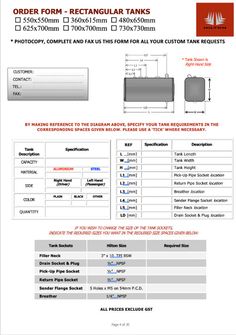 Order Forms - Hilton Manufacturing