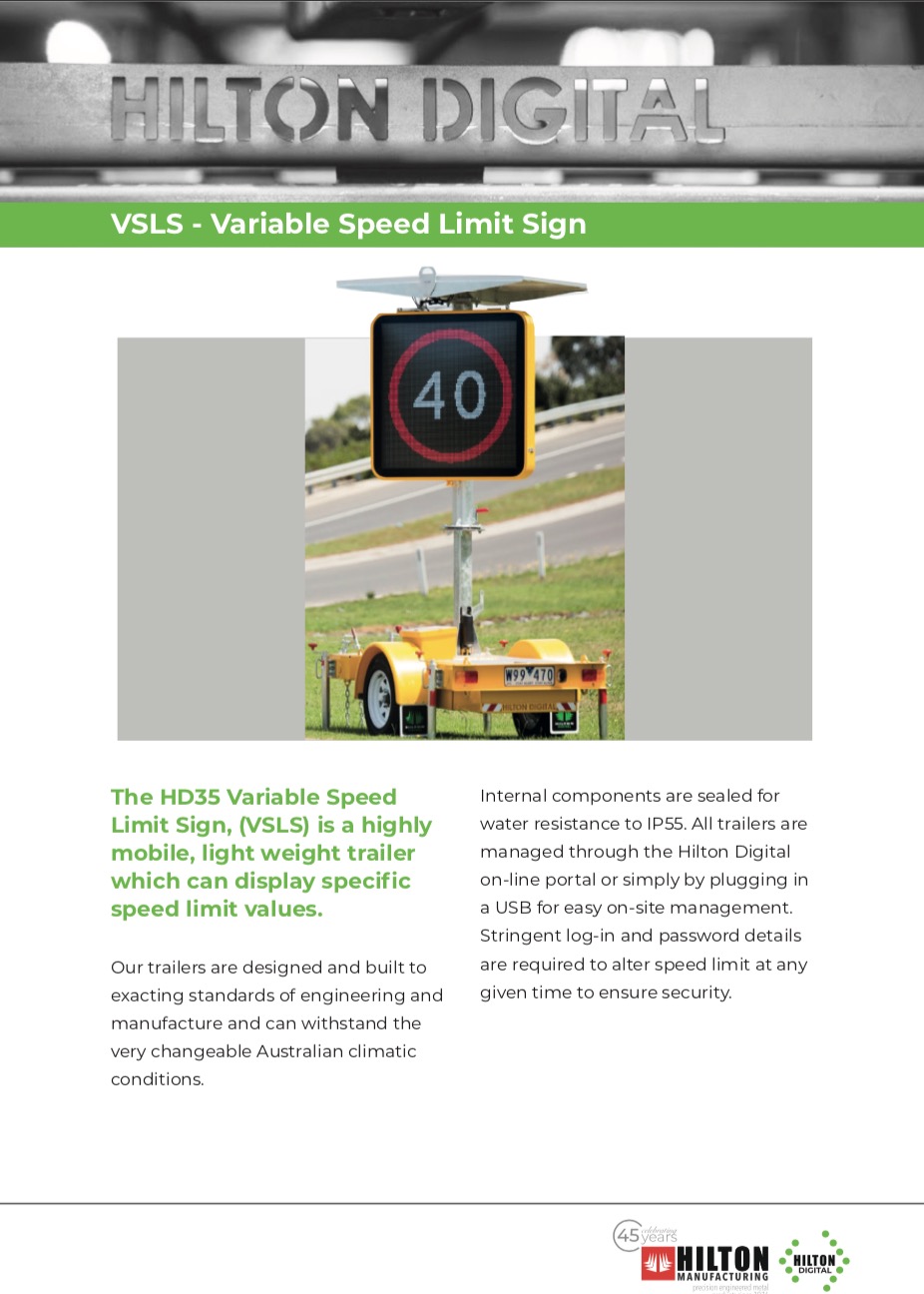 Variable Speed Limit Sign - Hilton Manufacturing