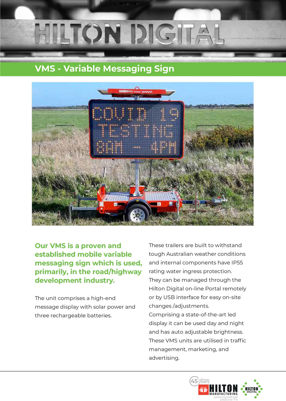 Variable Messaging Sign - Hilton Manufacturing